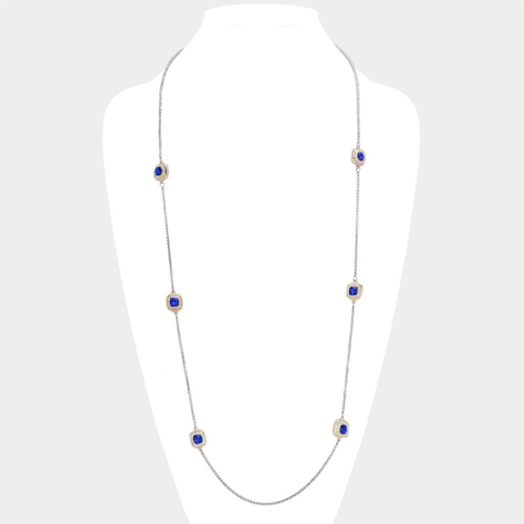 iFashionBox | Jewelry | Blue Two Tone Long 4k Gold Plated Station ...